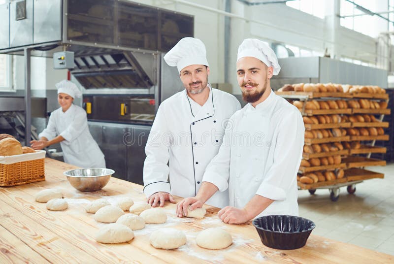 Men Bakers in the Workplace in the Bakery Stock Photo - Image of happy ...