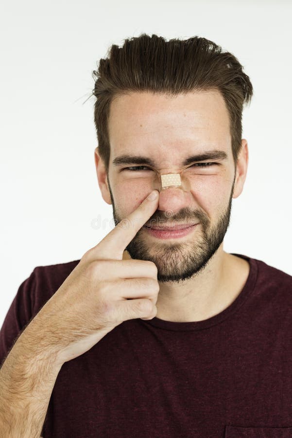 Men Bandage Plaster Nose Concept Stock Image - Image of individuality ...