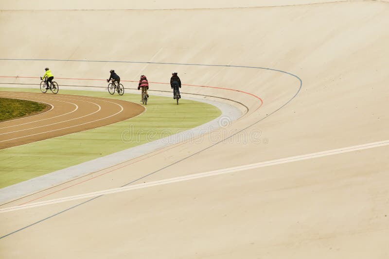 Cyclists Ride the Track in the Stadium Stock Image - Image of area ...