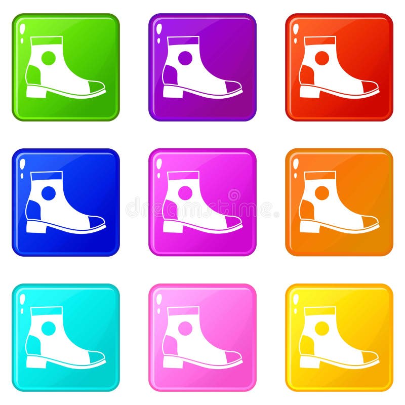 Men boot icons 9 set stock vector. Illustration of lace - 96332463