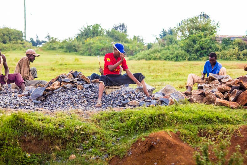 Men breaking rocks editorial stock photo. Image of quarry - 49116598