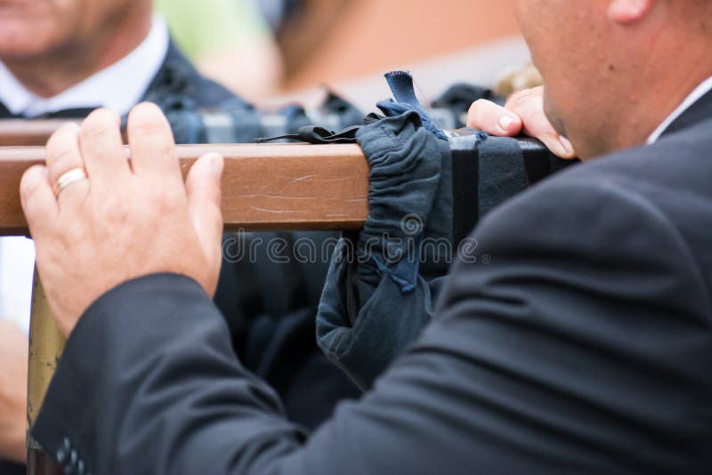 Men bringing a coffin editorial stock photo. Image of death - 99587693