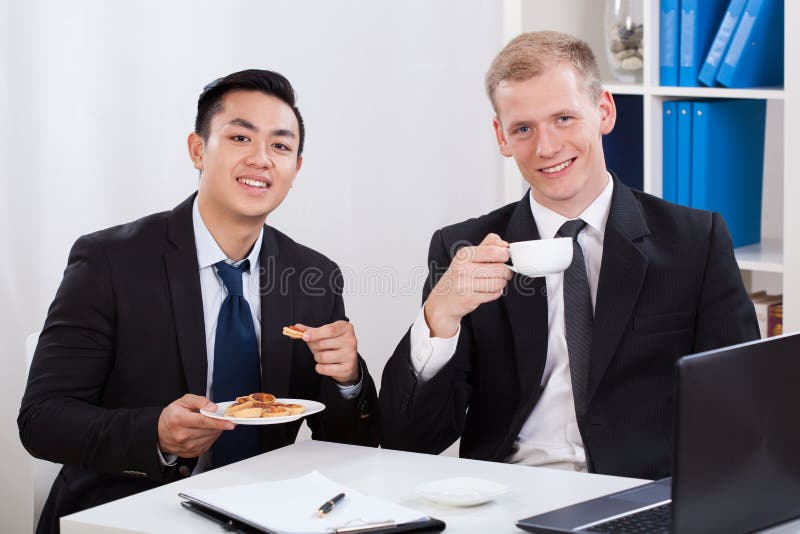Men during Business Lunch in Office Stock Photo - Image of internet ...