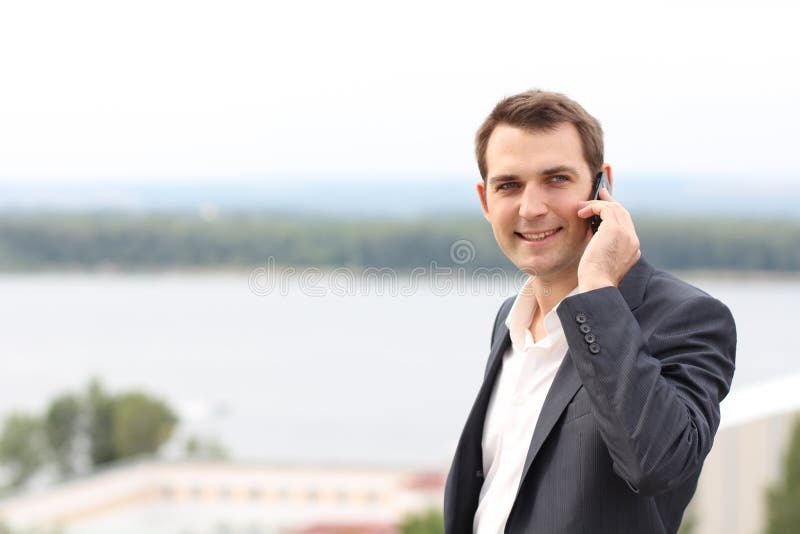 Business Man Making Cell Phone Call Stock Photo - Image of employee ...