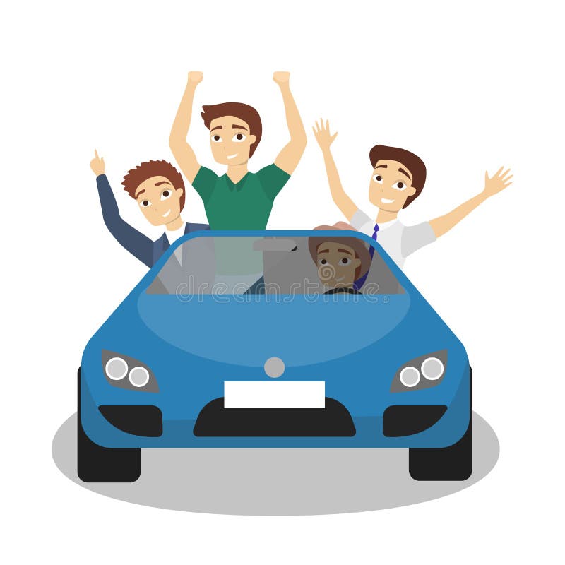 Happy man driving car. stock vector. Illustration of human - 77482404