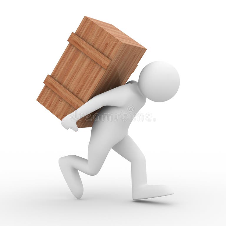 Men carry box on back stock illustration. Illustration of business ...