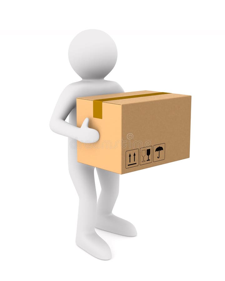 Men Carry Cargo Box. Isolated 3D Illustration Stock Illustration ...