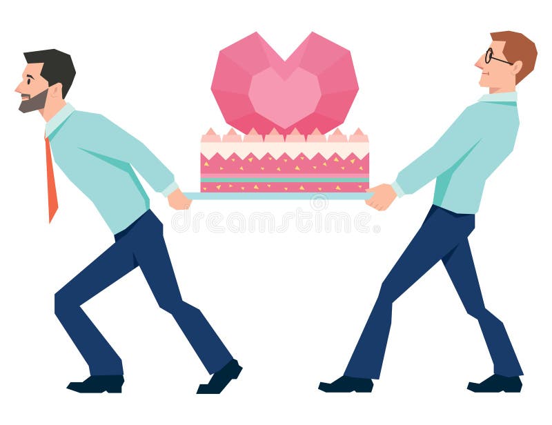Men Carry a Huge Cake Valentines Stock Vector - Illustration of smiling ...