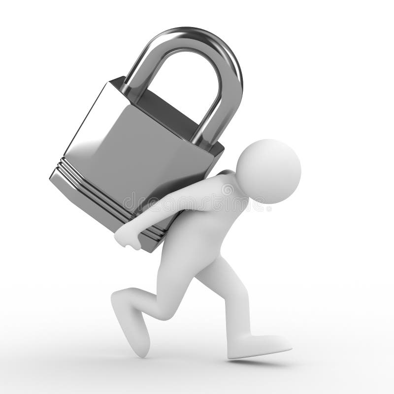 3d Man Looking at the Big Lock Stock Illustration - Illustration of ...