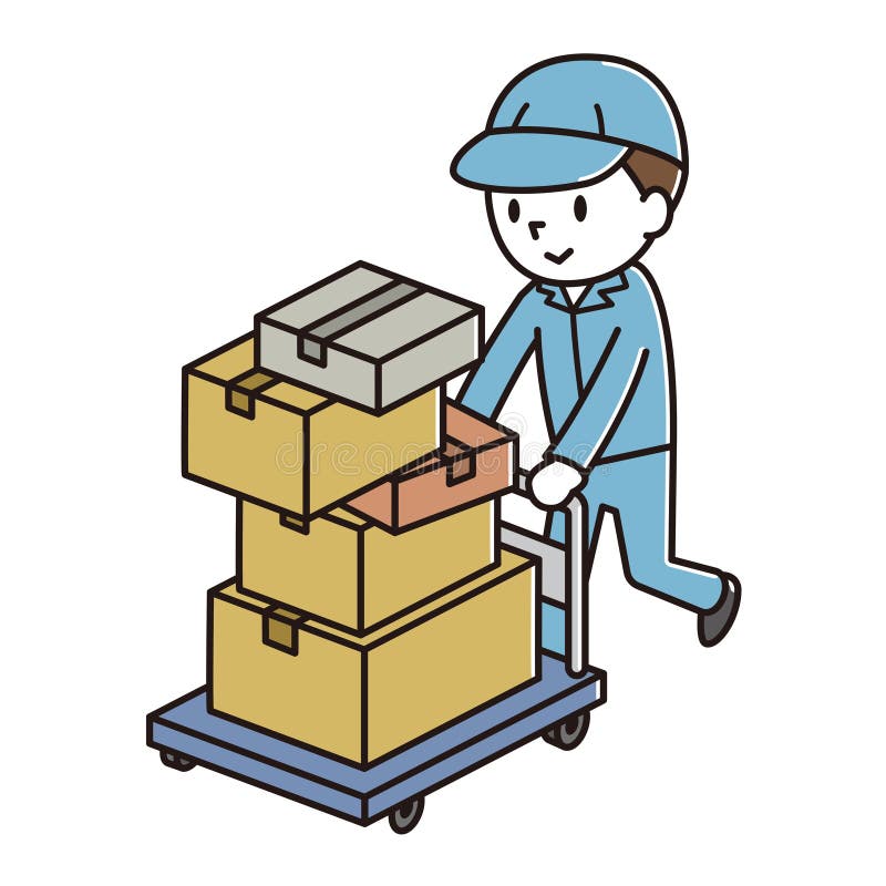 Men Carrying Baggage on a Carrier Stock Vector - Illustration of cart ...