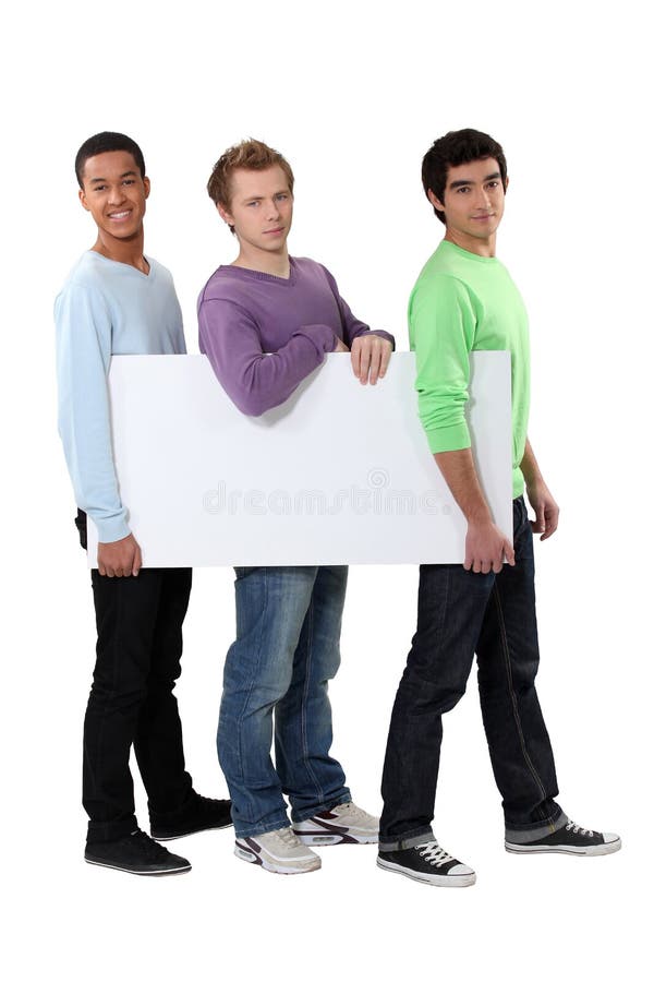 Men carrying a blank board stock photo. Image of friends - 71502078