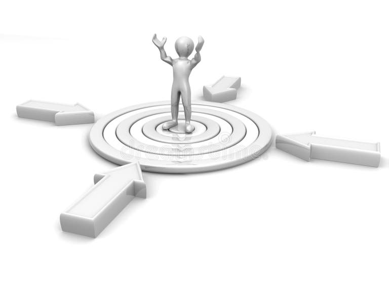 Men in the Center of the Target Stock Illustration - Illustration of ...