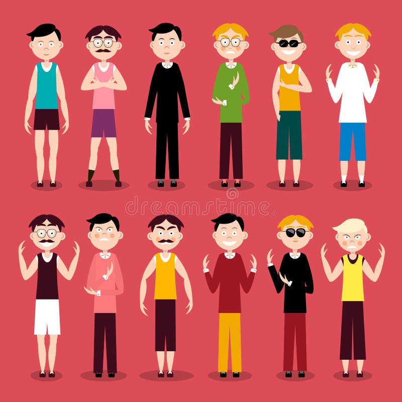 Men Characters. Flat Design Vector People Stock Vector - Illustration ...