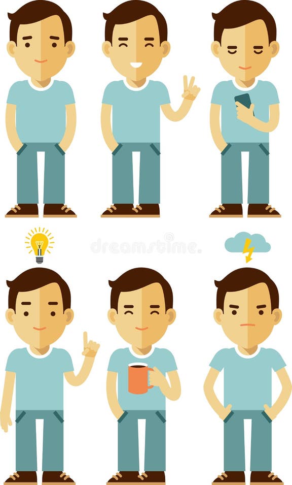 Men Characters Set in Different Poses Stock Vector - Illustration of ...