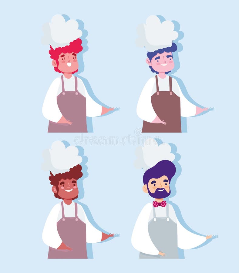 Men Chef Professional Occupation Characters Design Icon Stock Vector ...