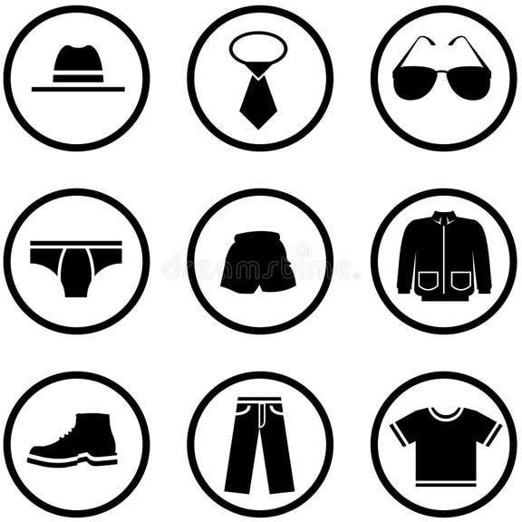 Men clothes icon set stock illustration. Illustration of glasses - 1463637