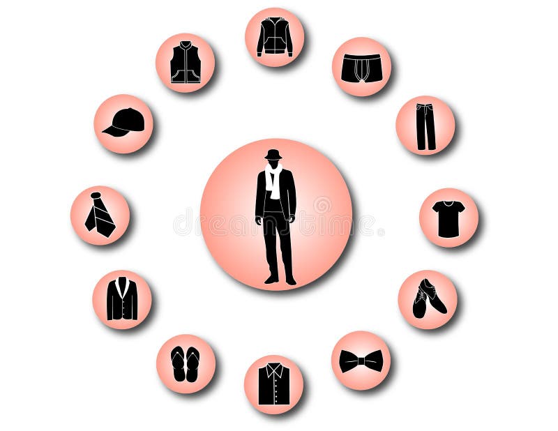 Men clothes icons stock vector. Illustration of anorak - 30573328
