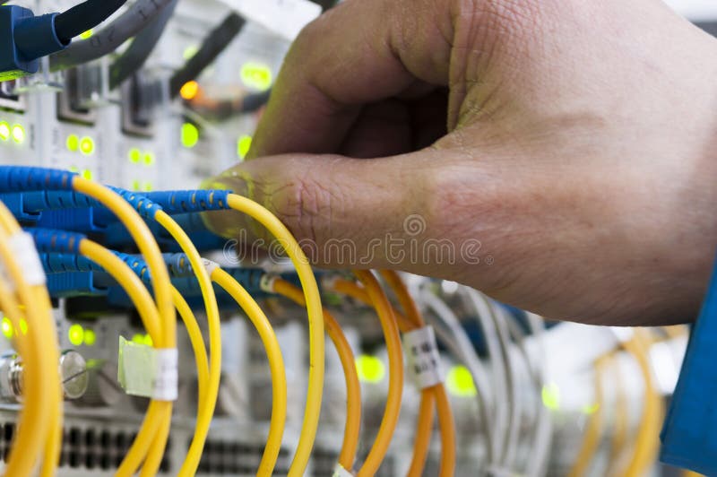 Men Connect the Network Cable To the Switch Stock Image - Image of ...