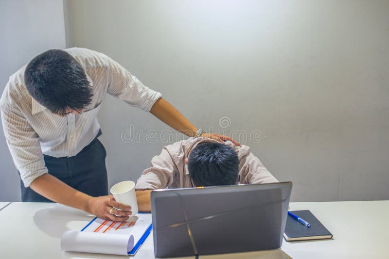 The Man Consoling His Frustrated Workmate at Office Stock Image - Image ...