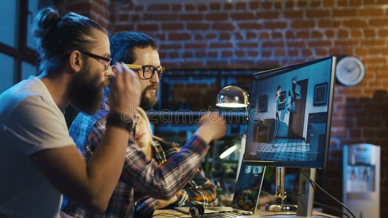 Men Creating Cartoon on Computer Stock Footage - Video of film ...