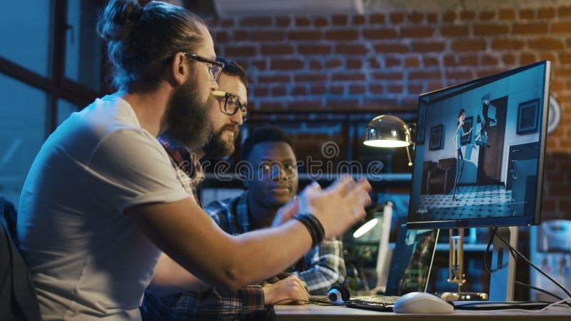 Men Creating Cartoon on Computer Stock Footage - Video of film ...