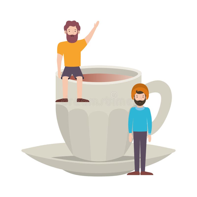 Men with Cup of Coffee and Plate Avatar Character Stock Vector ...