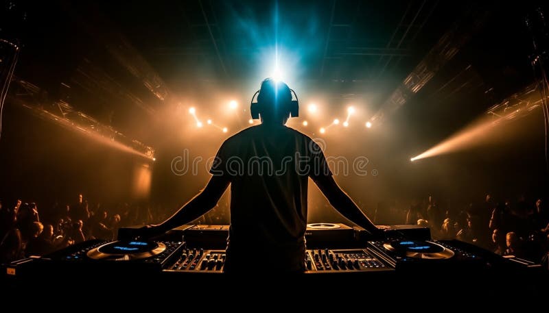 Men Dancing in a Nightclub, Illuminated by Stage Lighting Equipment ...