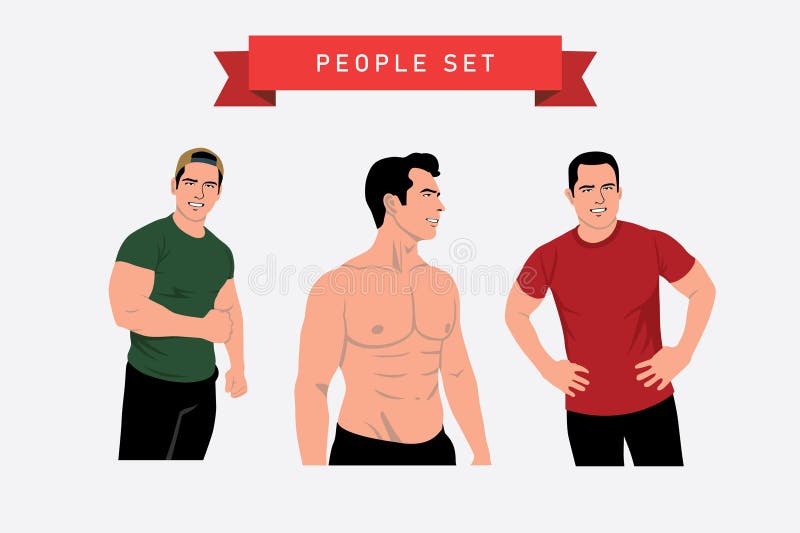 Men with Different Body Types. Vector Illustration in Flat Cartoon ...