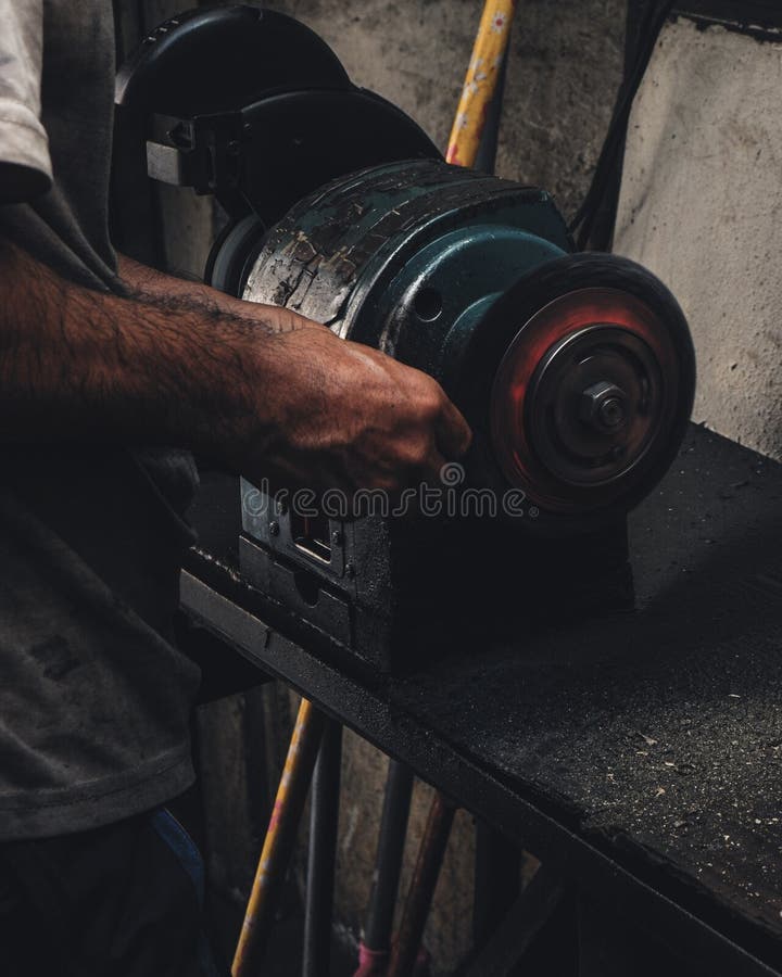 Men Doing Grinding Steel Workshop Stock Image - Image of workshop ...