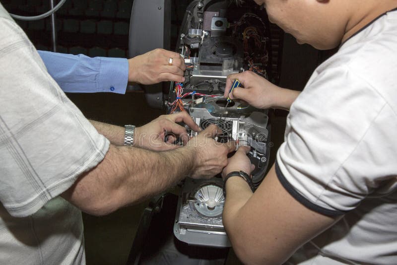 Men Doing Repair of Technique Stock Photo - Image of hands ...