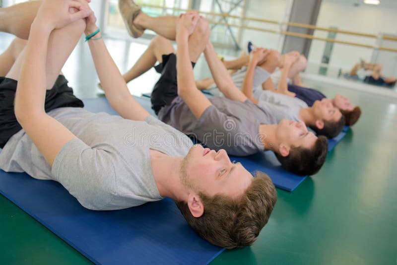 Men Doing Stretching Indoors Stock Image - Image of group, strenght ...