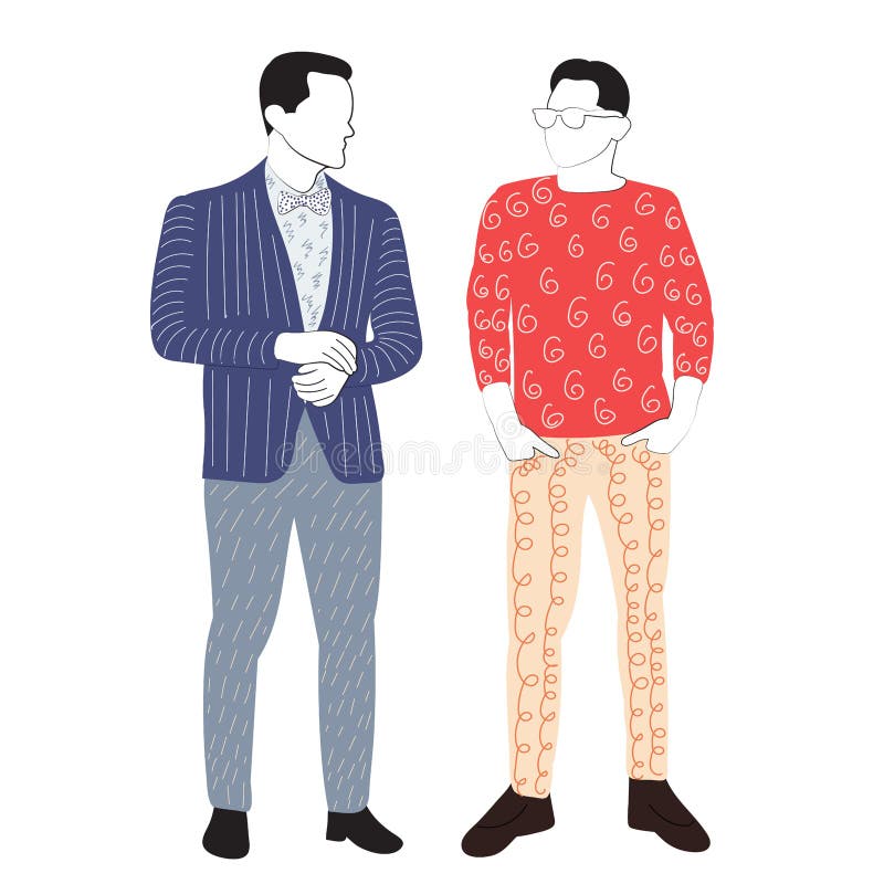 Men Doodle Sketch, Contour, Isolated Stock Vector - Illustration of ...