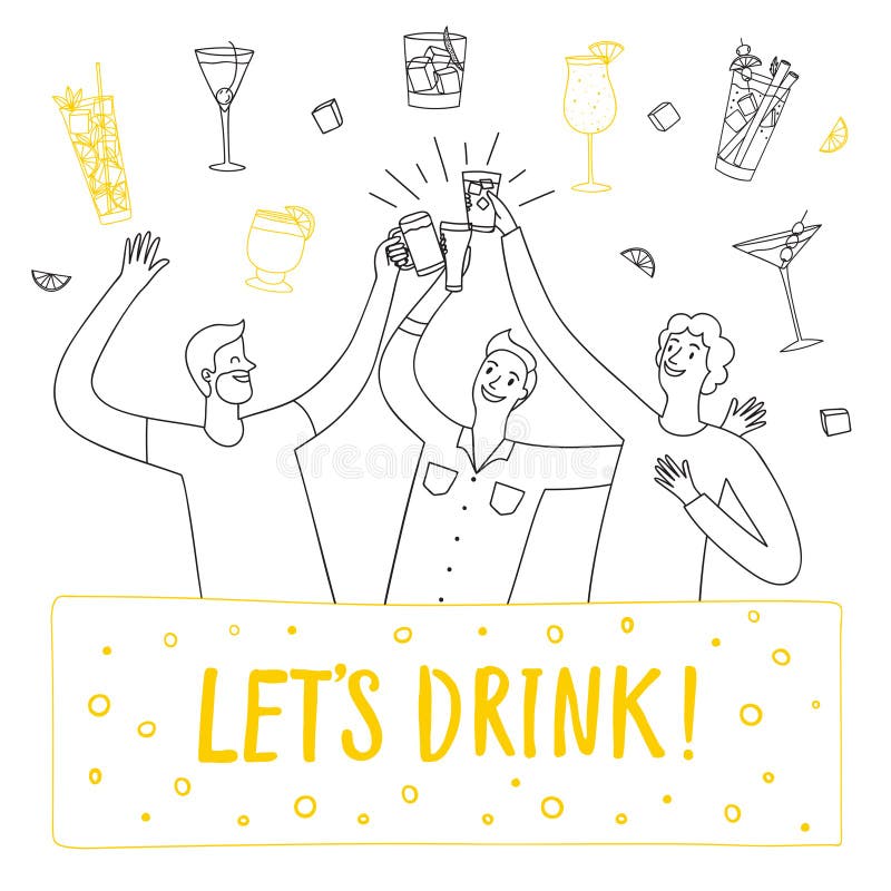 Men Drinking at the Bar Doodle Illustration Stock Illustration ...
