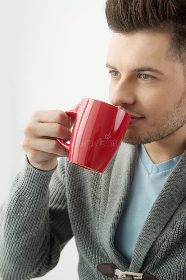 Men drinking coffee. stock image. Image of young, brown - 33387817