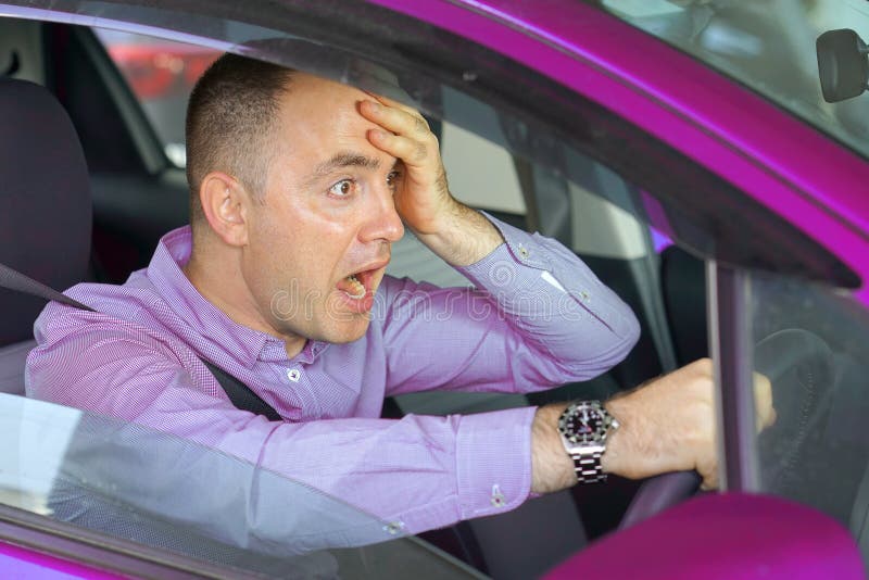 Men Driving. Emotion. Screaming, Scared. Human Emotion Face Expression ...