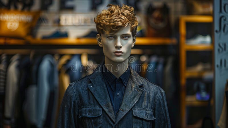 Men Elegant Clothing Showcase. Mannequin in Store. Stock Photo - Image ...