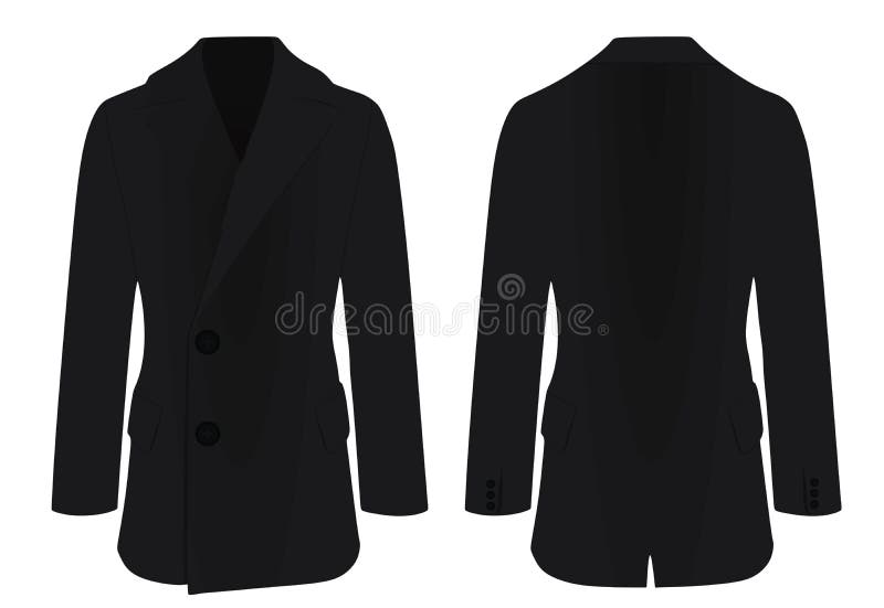 Men Elegant Coat, Front and Back View Stock Vector - Illustration of ...