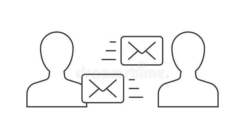 Men are Emailing Each Other Linear Icon on White Background Stock ...