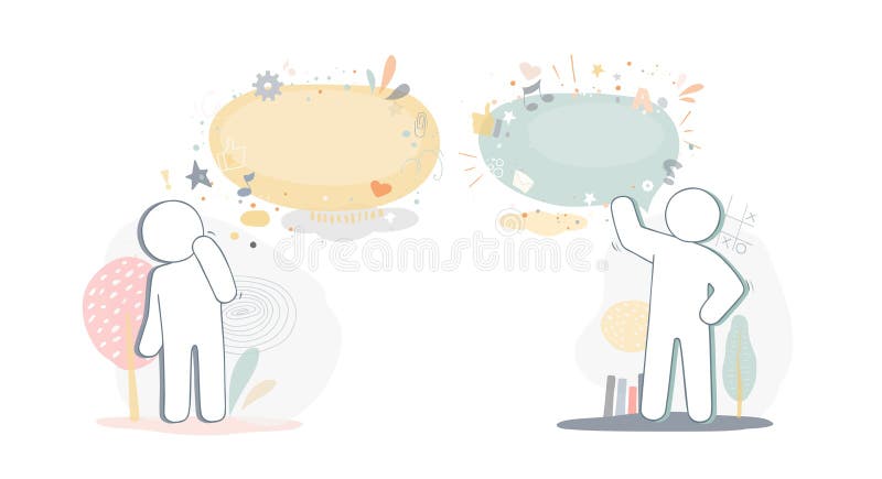 Men with Empty Speech Bubble. Cartoon Vector Illustration Stock Vector ...