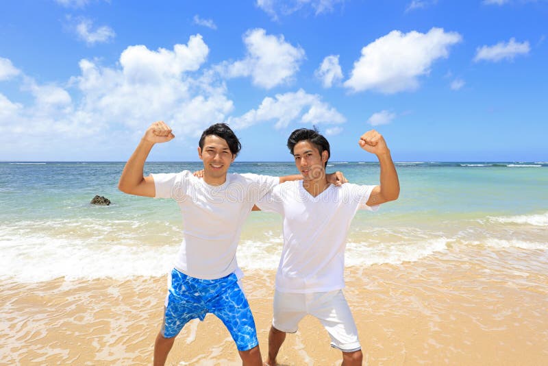 Men enjoy the sun. stock image. Image of island, attractive - 59314587