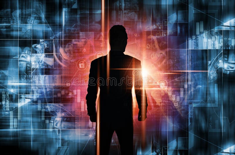 Men Entering New Technologies Stock Illustration - Illustration of ...