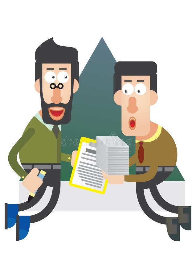 Men Exchanging Documents at Work. Vector Illustration Decorative Design ...