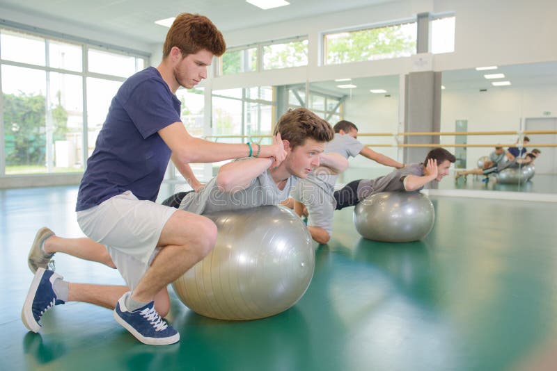 Men Exercising with Gym Ball Stock Image - Image of handsome ...