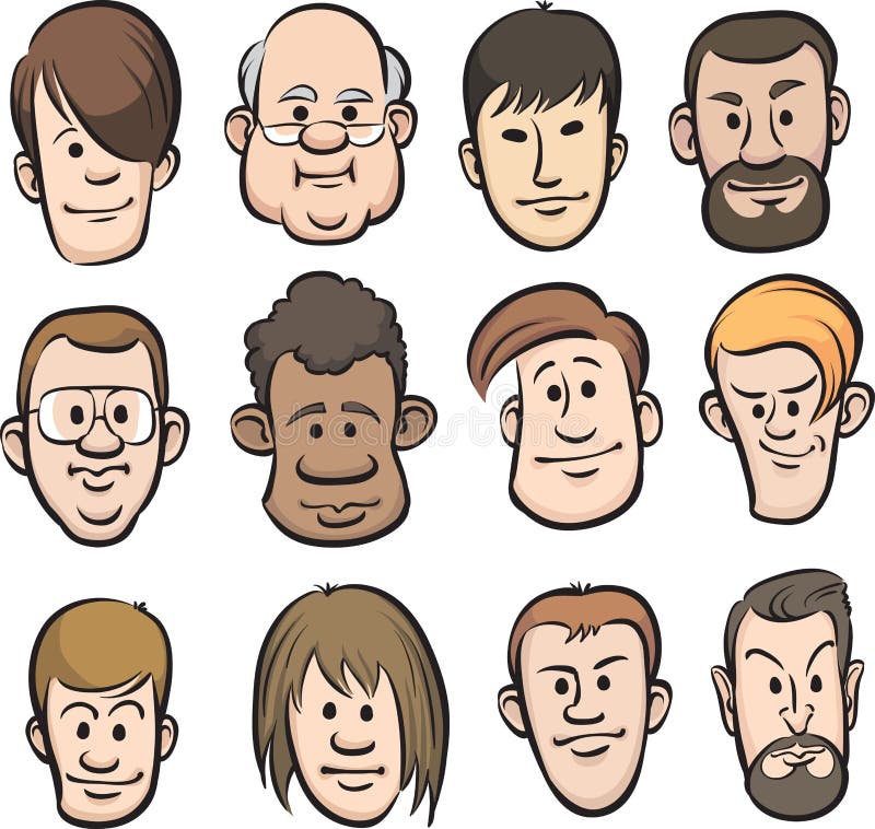 Men faces cartoon heads stock vector. Illustration of head - 86712496