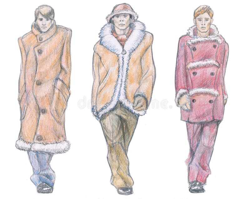 Men Fashion Show Winter Collection Stock Illustration - Illustration of ...