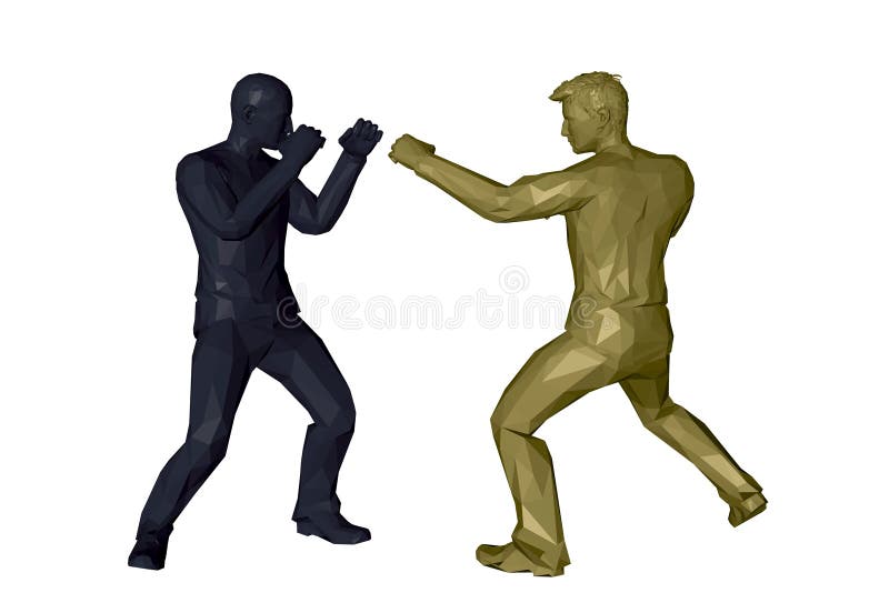 Men Fighting. 3d Low Poly Vector Illustration Stock Vector ...