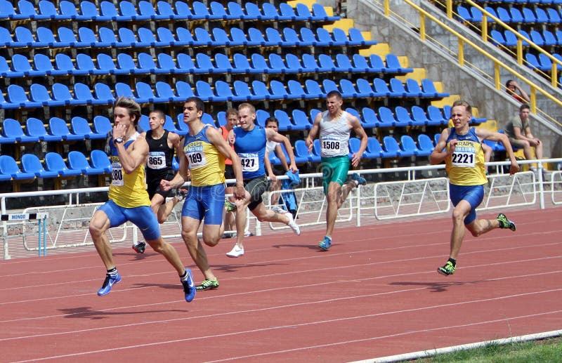 Finish of the 100 Meters Dash Editorial Image - Image of determination ...