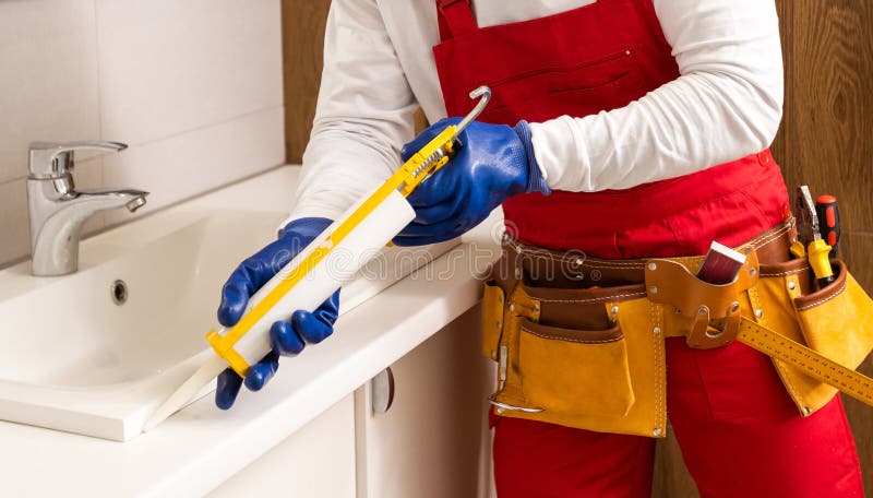 Men Fixing a Sink in Bathroom Stock Image - Image of fastener, disabled ...