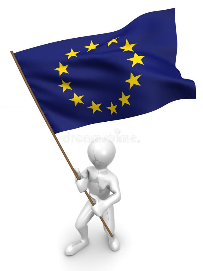 Men with flag. Europe stock illustration. Illustration of star - 10628402