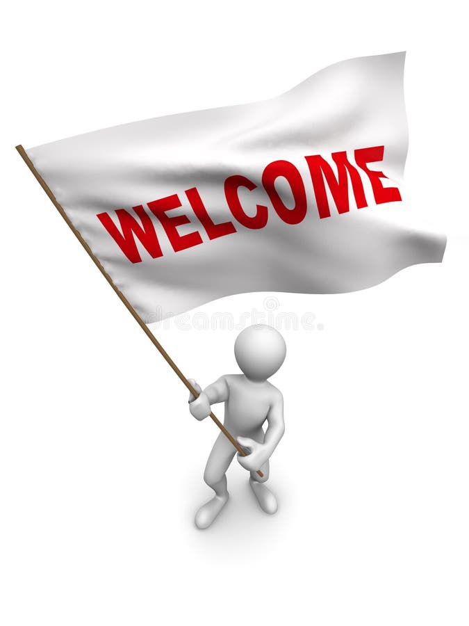 Men with flag welcome stock illustration. Illustration of greeting ...
